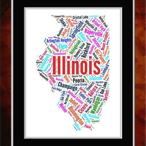 Illinois Word Art With All Cities - Etsy