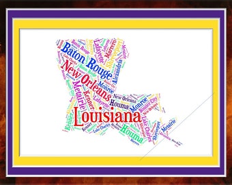 Louisiana Word Art | Etsy