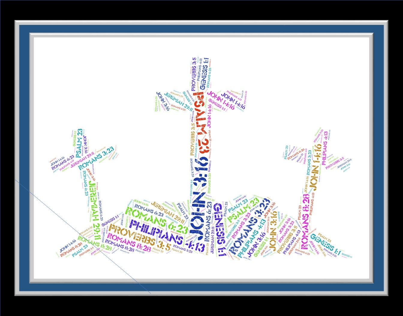 Bible Verse Word Art With 3 Crosses - Etsy