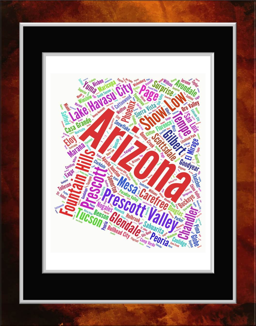 Arizona Word Art With Arizona Hilighted - Etsy