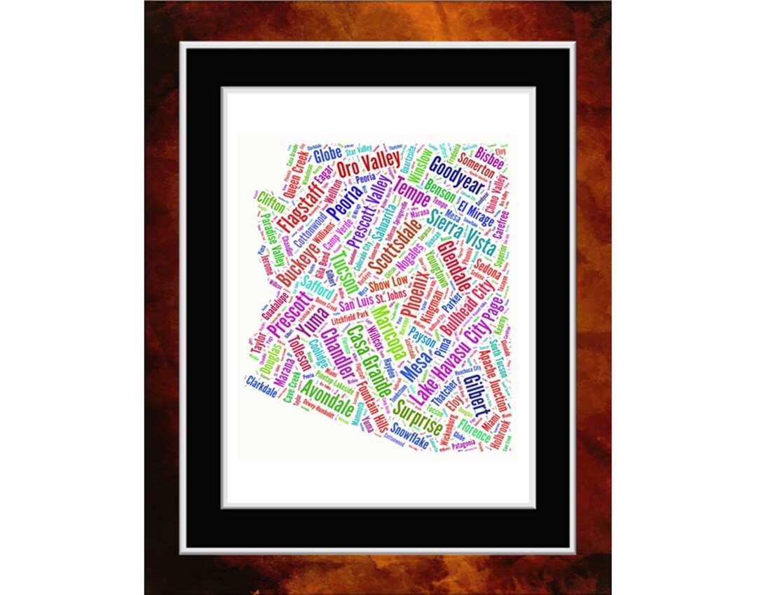 Arizona Word Art With All Cities - Etsy