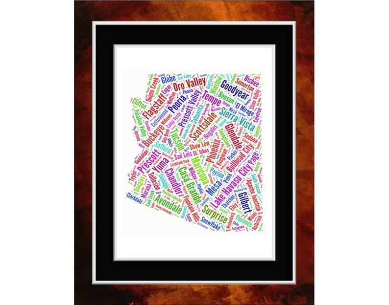 Arizona Word Art With All Cities - Etsy
