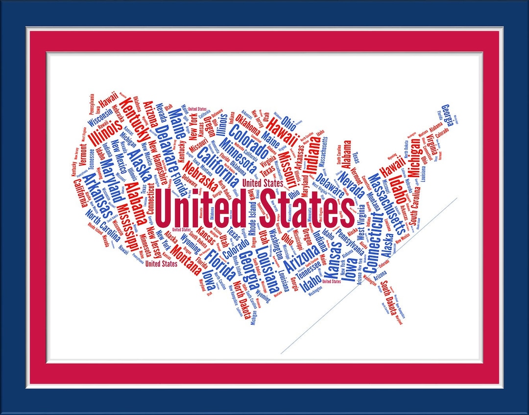 Untied States of America Word Art - Etsy