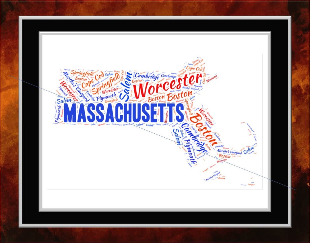 Massachusetts Word Art - Etsy