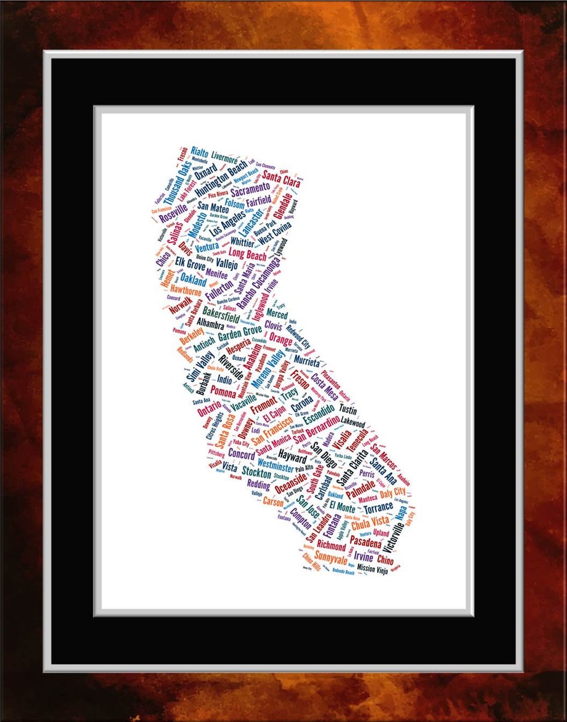 California Word Art All Cities - Etsy