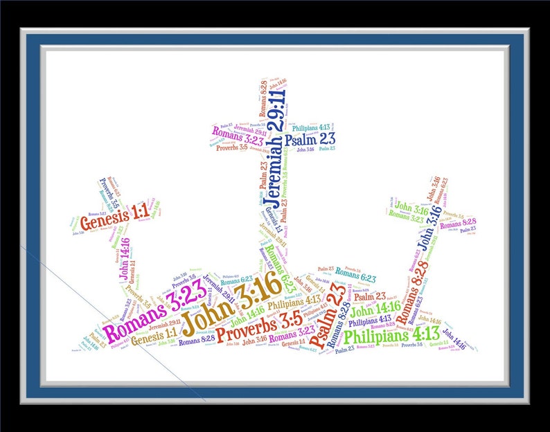 Bible Verse Word Art With 3 Crosses - Etsy