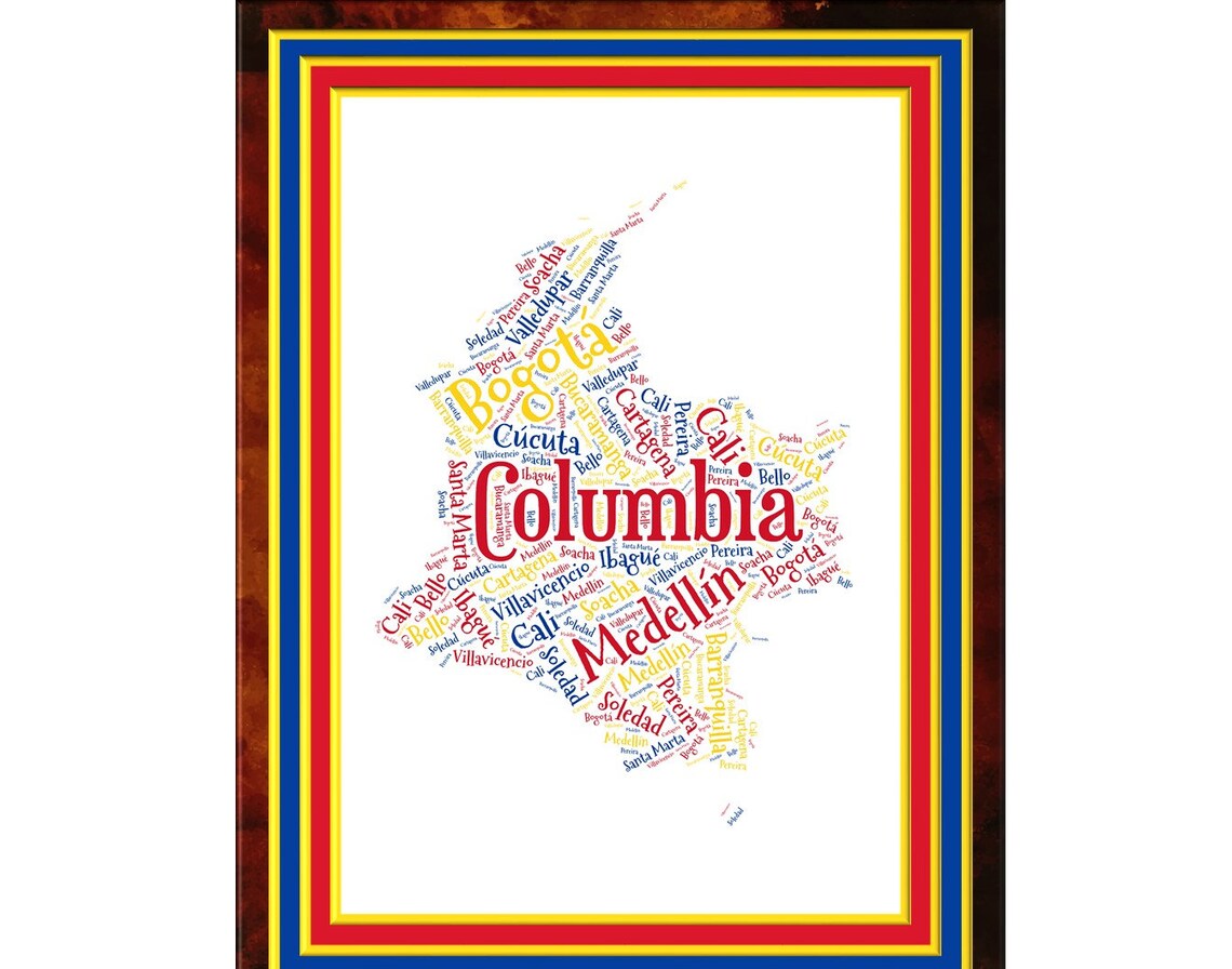 Colombia Word Art - Etsy