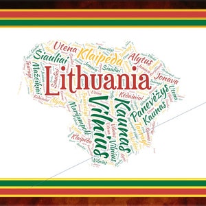 Lithuania Word Art - Etsy