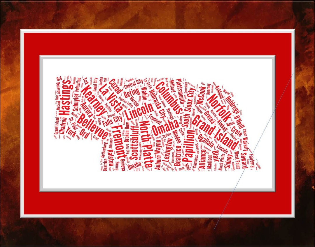 Nebraska Word Art (all Cities) - Etsy