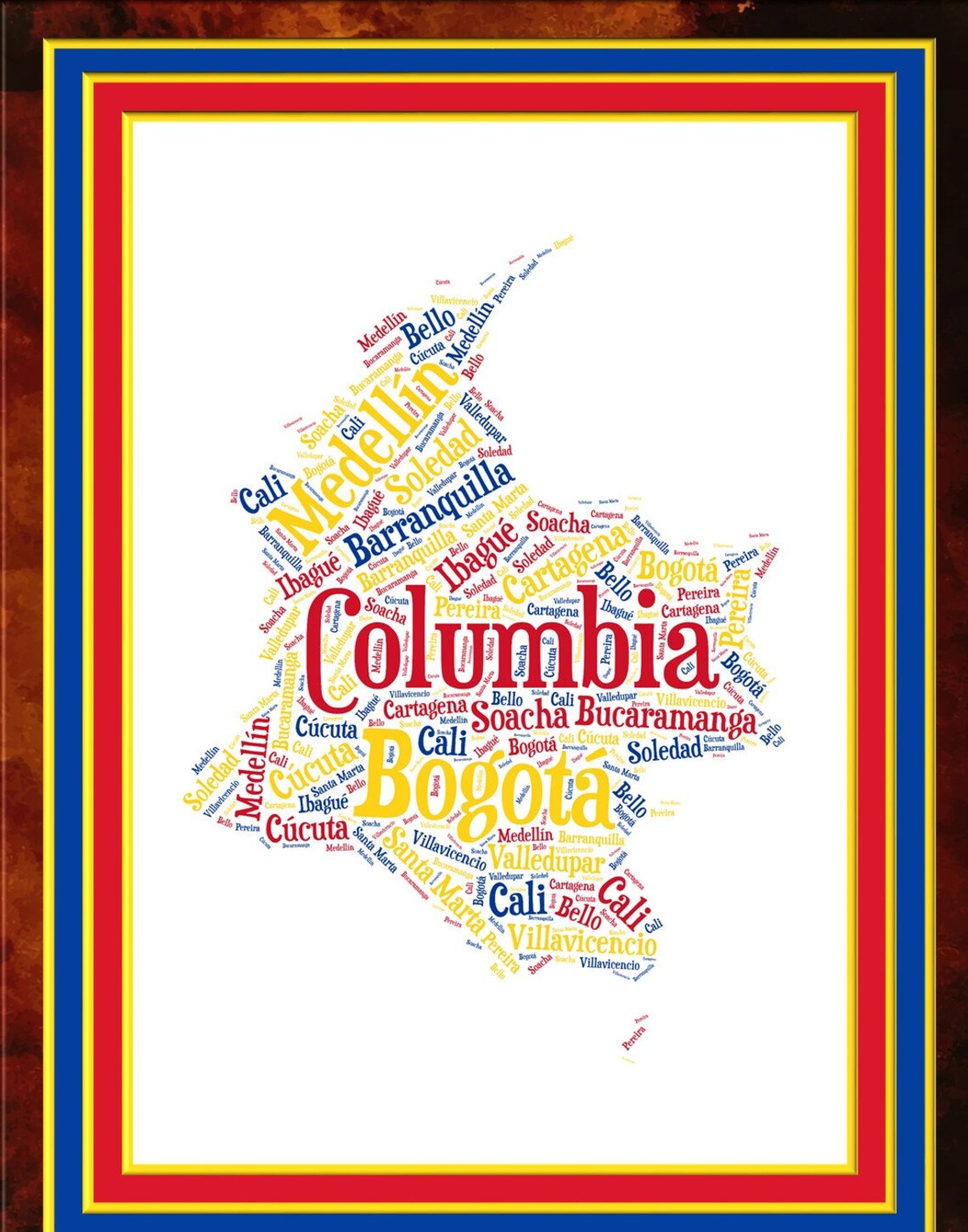 Colombia Word Art - Etsy