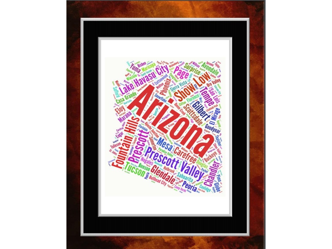 Arizona Word Art With Arizona Hilighted - Etsy