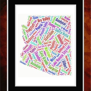 Arizona Word Art With All Cities - Etsy
