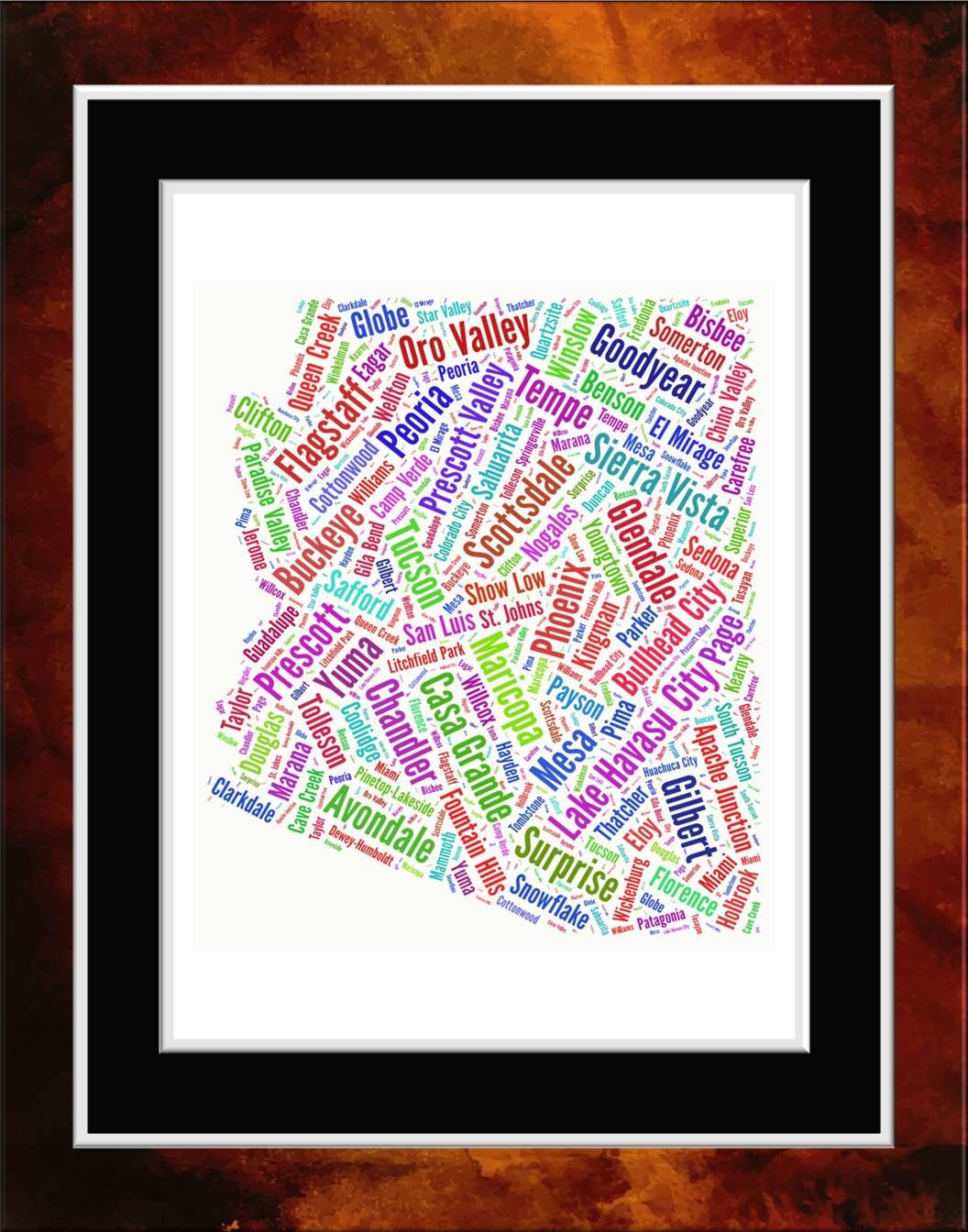 Arizona Word Art With All Cities - Etsy