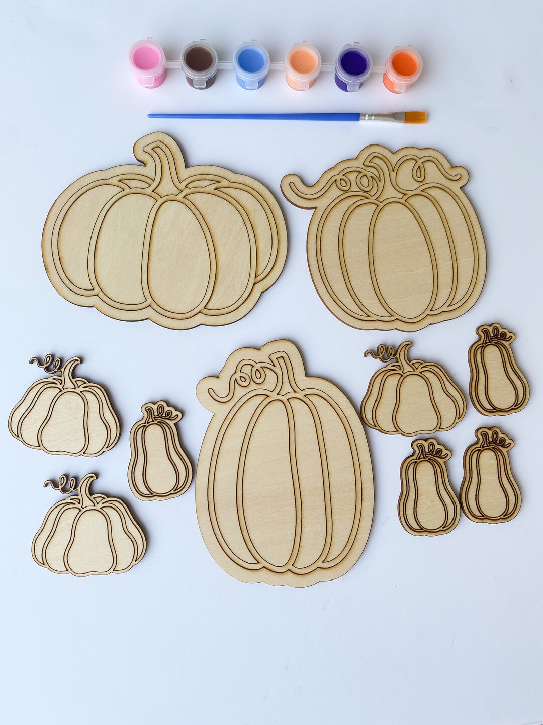 Kids Wood Pumpkin Painting Kit - Etsy