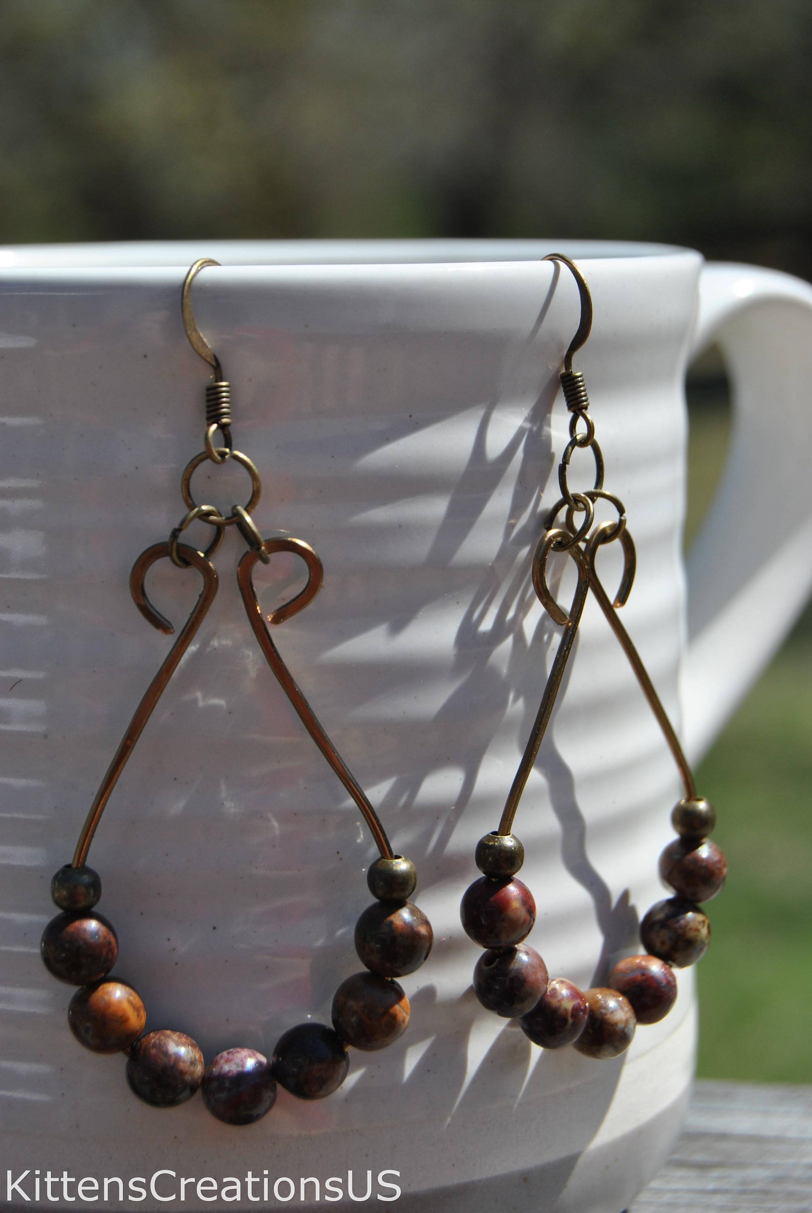 Snakeskin Jasper Beaded Hoop Earrings Item 215 - Etsy