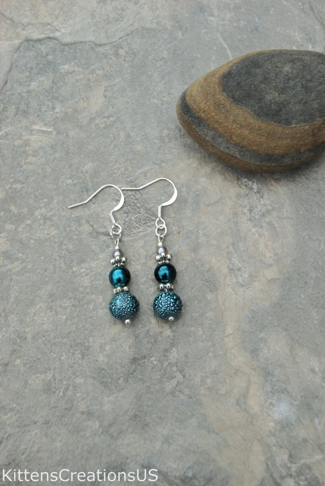 Textured Metallic Blue Drop Earrings Item 126 - Etsy