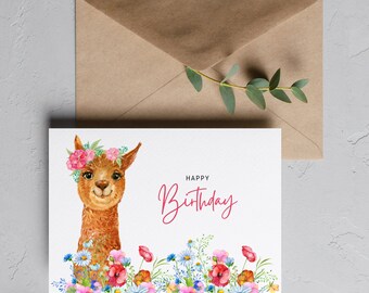 Lama Happy Birthday Card - Etsy
