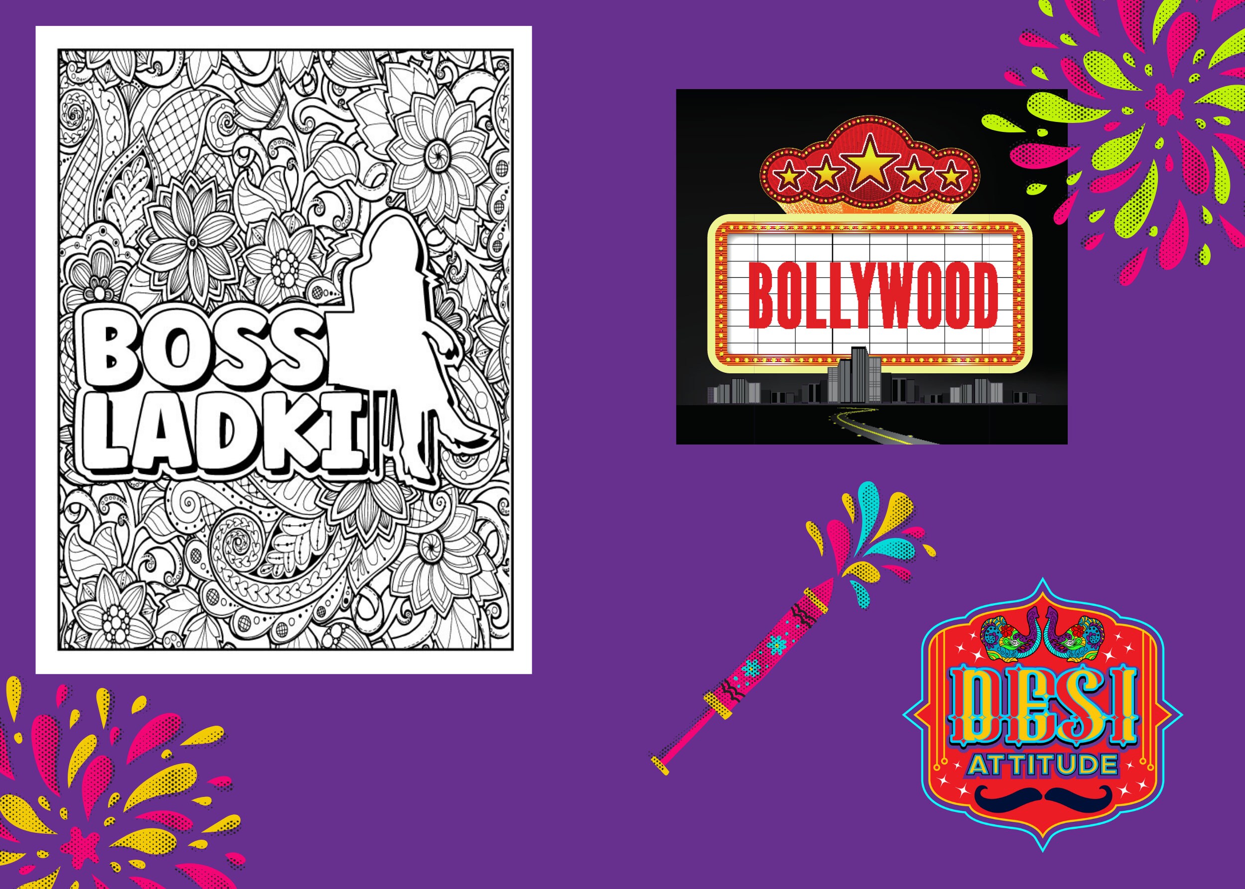 Boss Ladki Bollywood Coloring Page Digital File Desi - Etsy