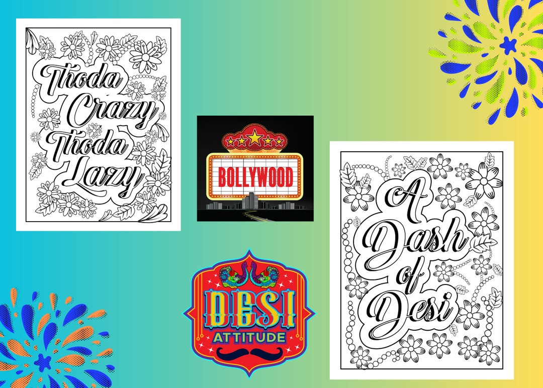 Bollywood Inspired 6 Desi Coloring Pages, Digital South Asian Art ...