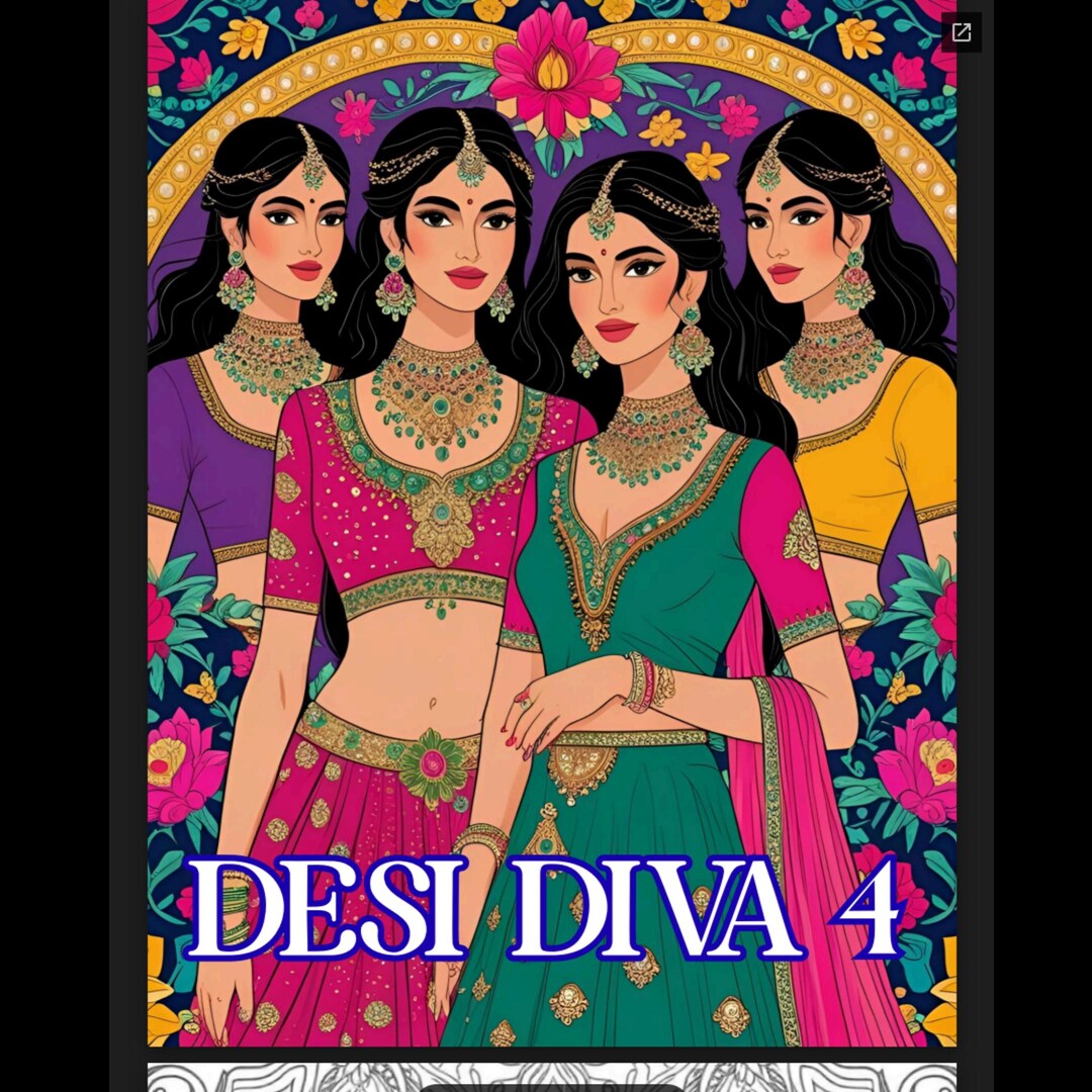 Bollywood Fashion Coloring Book, Desi Diva Illustrations (PDF Pattern ...