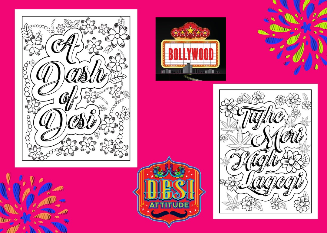 Bollywood Inspired Digital 6 Coloring Sheets, Desi Art Printables ...