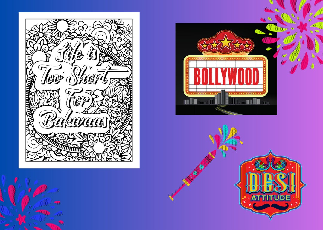 South Asian Bollywood Art Coloring Pages, Digital Desi Printables ...