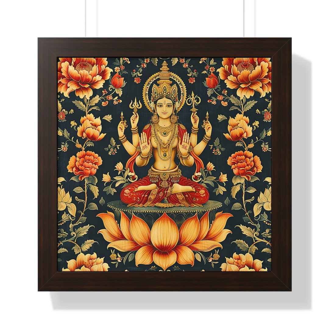 Elegant South Asian-inspired Laxmi Framed Poster Perfect Indian Ethnic ...