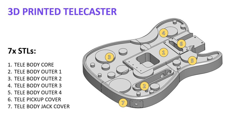 Telecaster Functional Guitar STL Files, 3D Print Design, 3D Model ...
