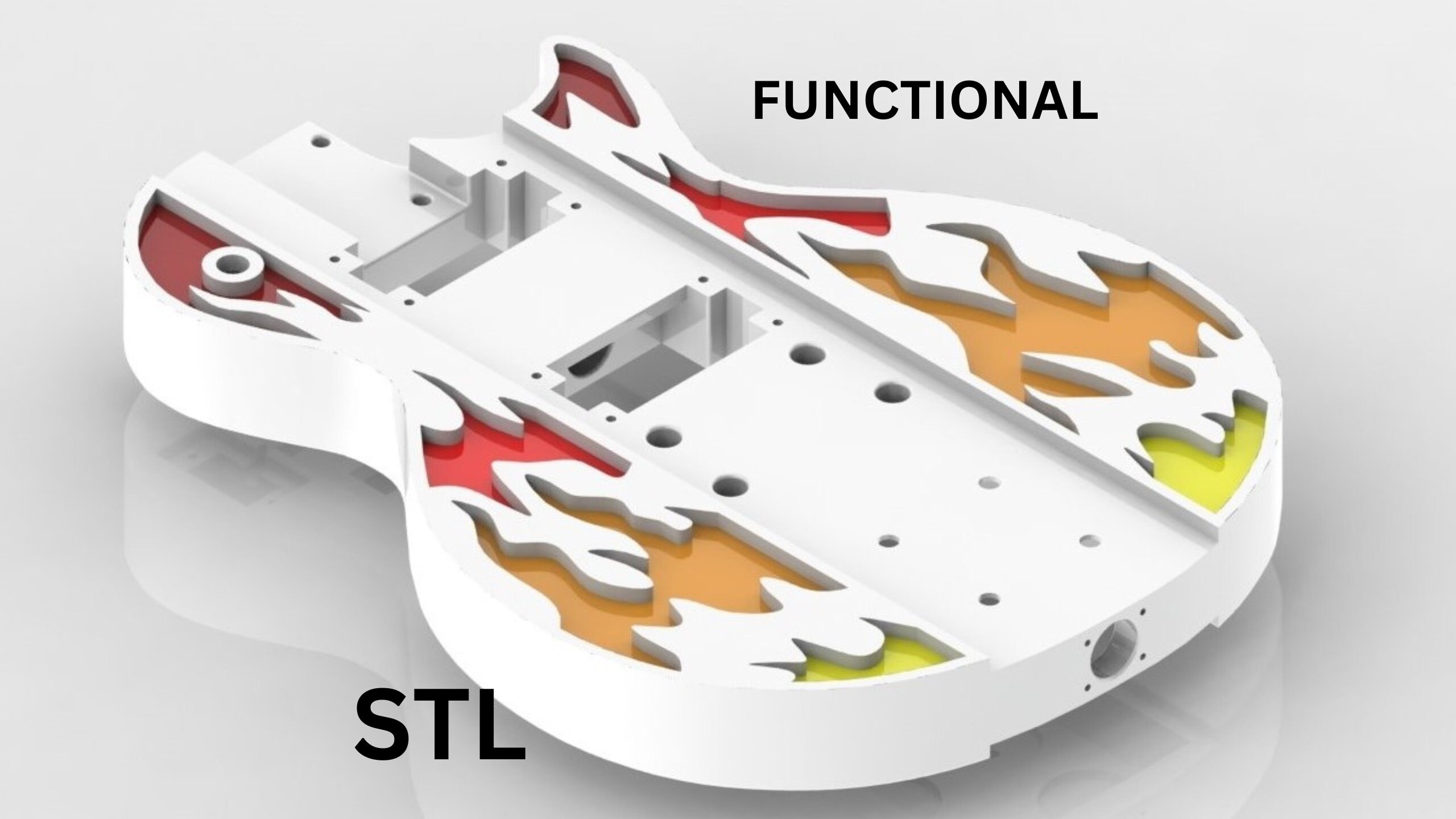 Functional Guitar STL Files, 3D Print, 3D Model, 3D Print Design FIRE ...