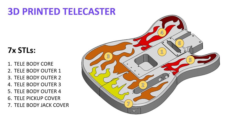 Telecaster Functional Guitar STL Files, 3D Print Design, 3D Model FIRE ...