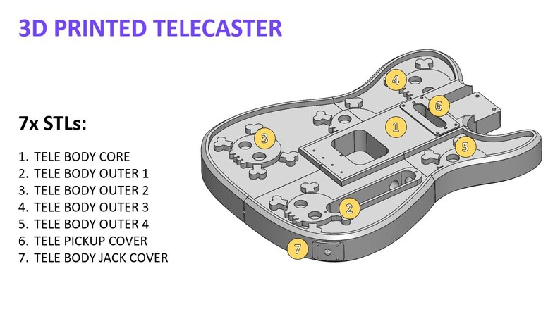 Telecaster Functional Guitar STL Files, 3D Print Design, 3D Model ...