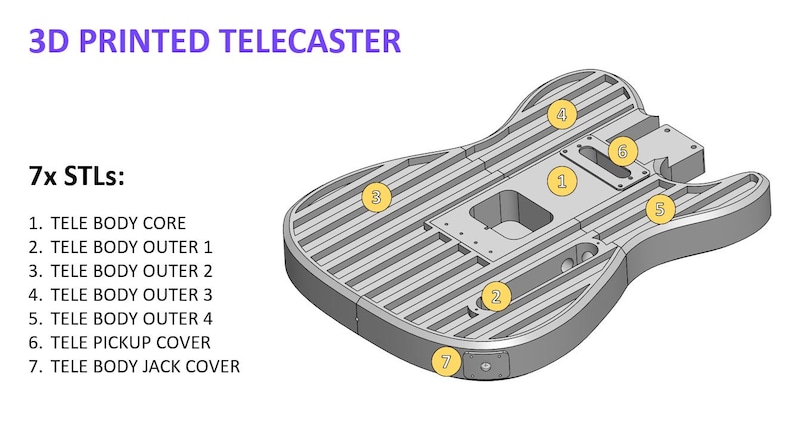 Telecaster Functional Guitar STL Files, 3D Print Design, 3D Model ...