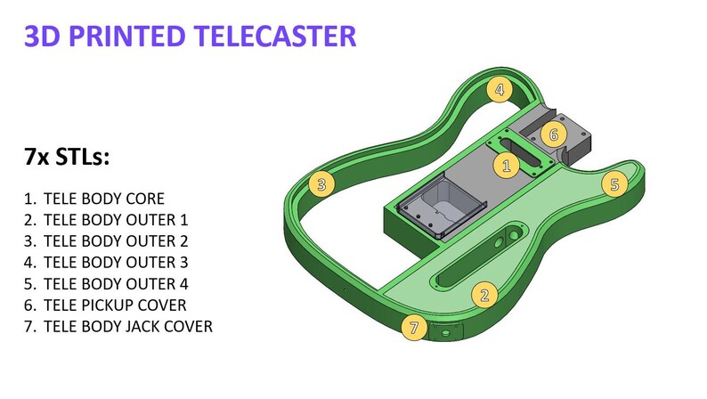 Telecaster Functional Guitar STL Files, 3D Print Design, 3D Model ...