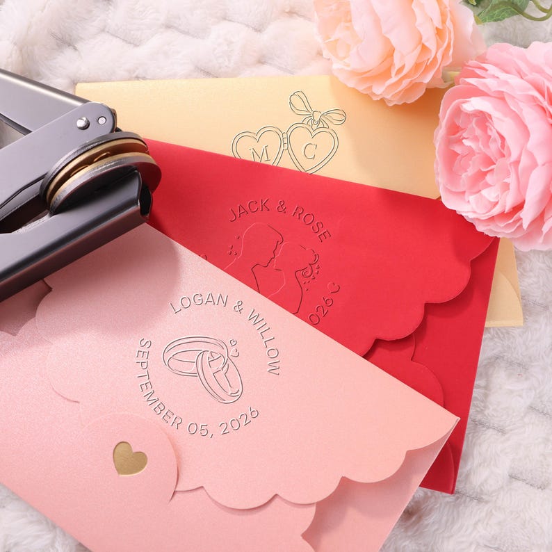 Wedding Embosser Stamp, Personalized Stamp, Custom Monogram Embosser ...