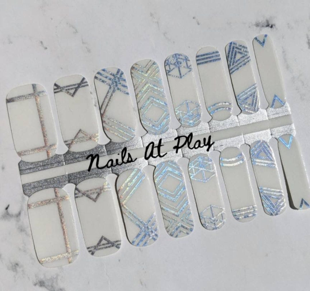 Silver Symmetrical - Nail Wraps - Nail Strips - Transparent- Overlay - Etsy