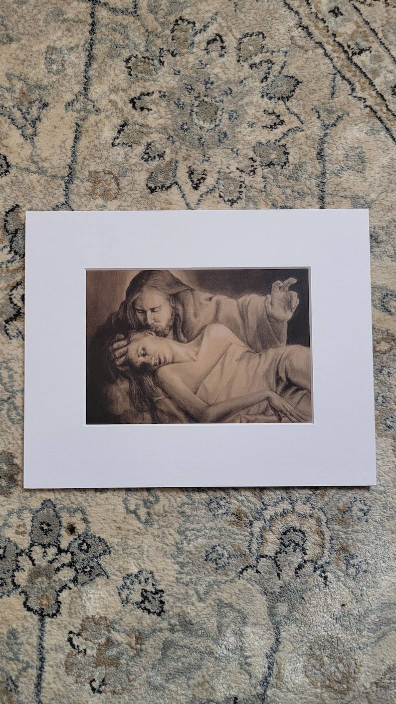 Talitha Koum Art Print 5x7 Matted Print Sacred Art Drawing Catholic Art ...