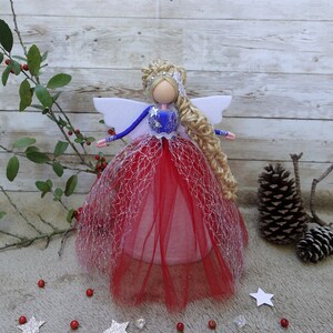 Angel Tree Topper, Christmas Angel, Red Blue White Angel Doll ...
