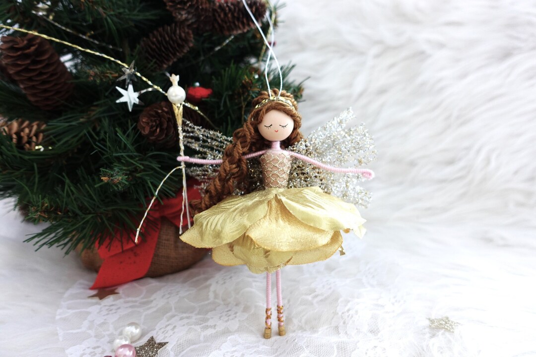 Gold Flower Fairy Doll, Christmas Fairy Doll, Handmade Fairy Doll ...