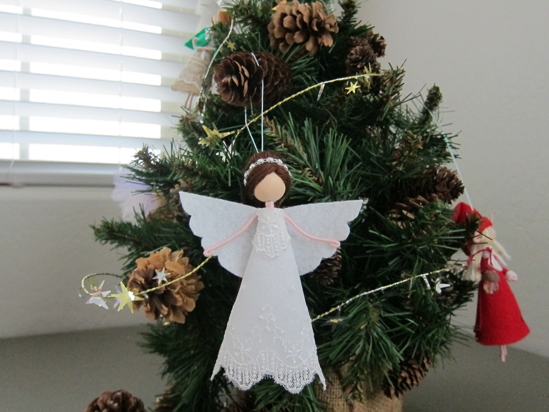 Mini Angel Tree Topper, Fairy Tree Topper, White Christmas Angel, Angel ...
