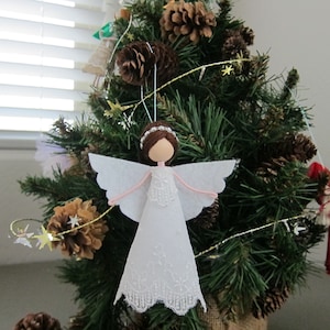 Mini Angel Tree Topper, Fairy Tree Topper, White Christmas Angel, Angel ...