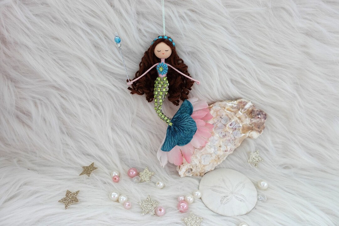 Blue/green Mermaid Doll, Mermaid Ornament, Mermaid Doll, Mermaid Fairy ...