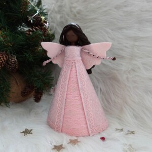 8'' African American Angel Tree Topper, White Christmas Angel, Felt ...