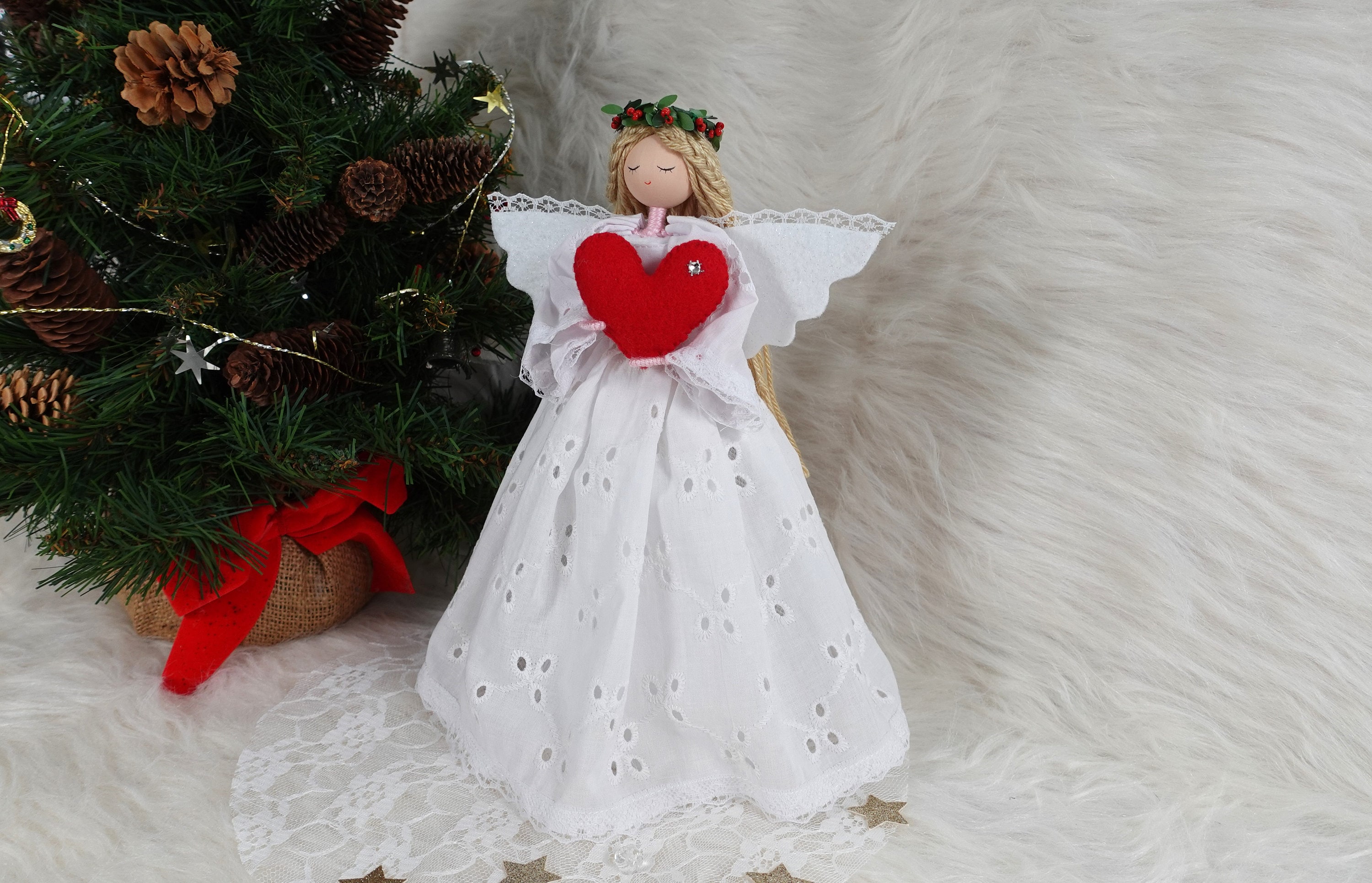 10'' White Angel Tree Topper Christmas Tree Topper - Etsy