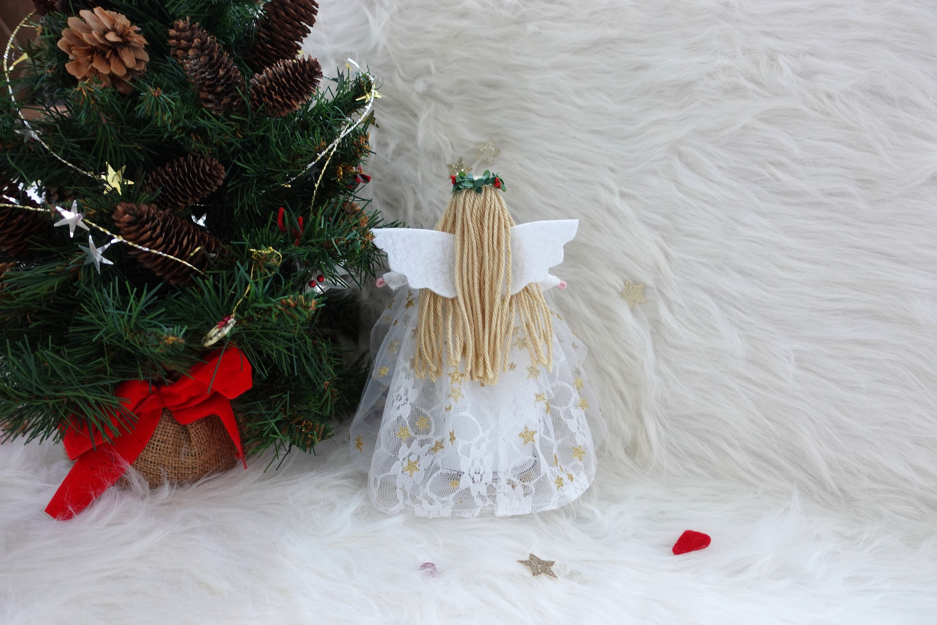 Handmade Angel Tree Topper: White Lace Christmas Ornament (8 Inch) - Etsy