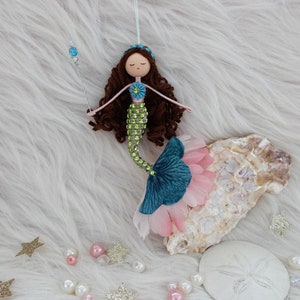 Blue/green Mermaid Doll, Mermaid Ornament, Mermaid Doll, Mermaid Fairy ...