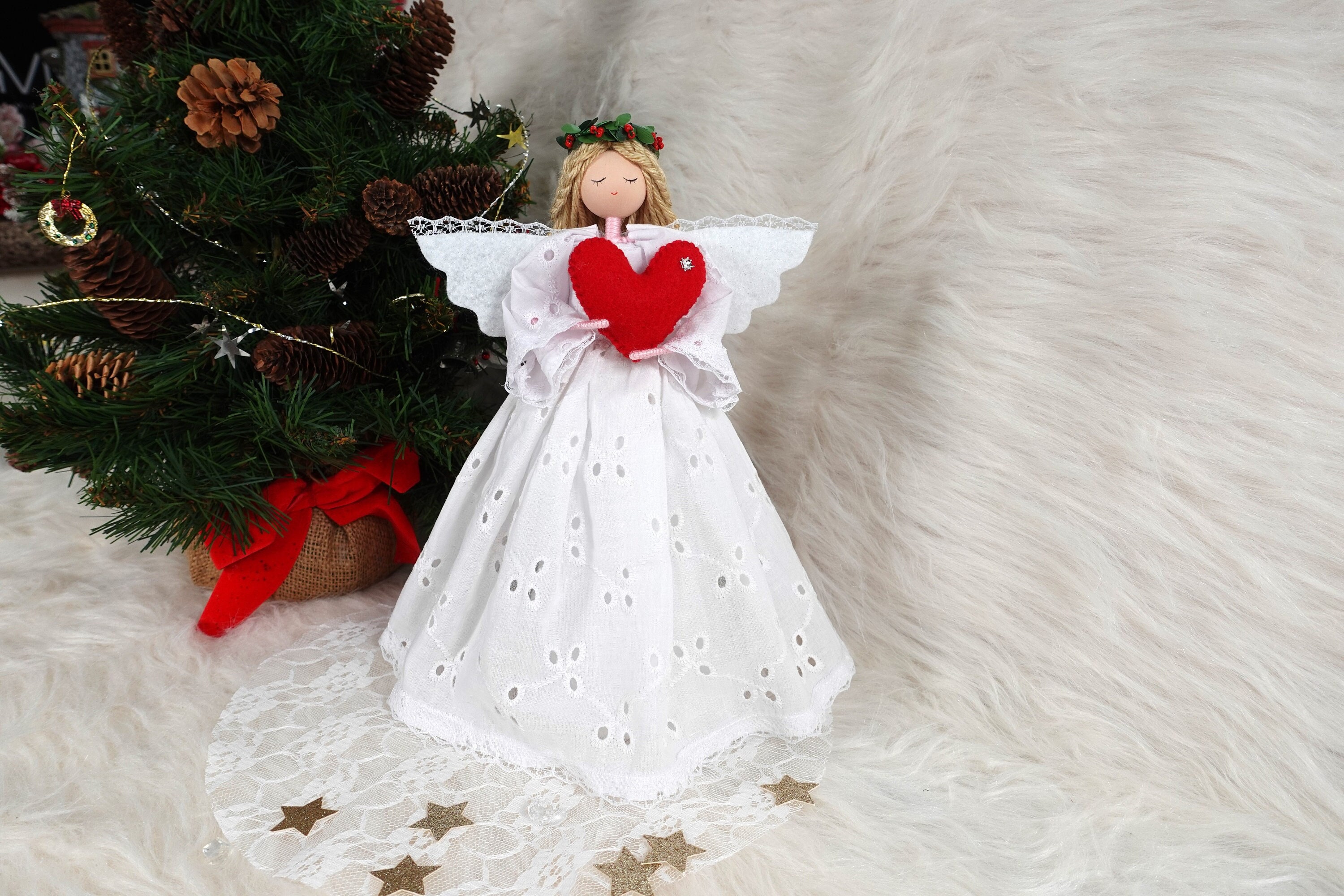 Christmas Angel Tree Topper Coloring Page