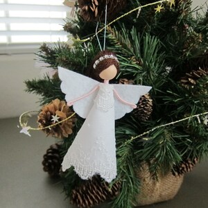 Mini Angel Tree Topper, Fairy Tree Topper, White Christmas Angel, Angel ...