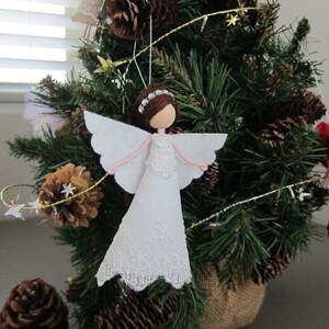 Mini Angel Tree Topper, Fairy Tree Topper, White Christmas Angel, Angel ...
