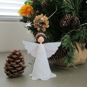 Mini Angel Tree Topper, Fairy Tree Topper, White Christmas Angel, Angel ...