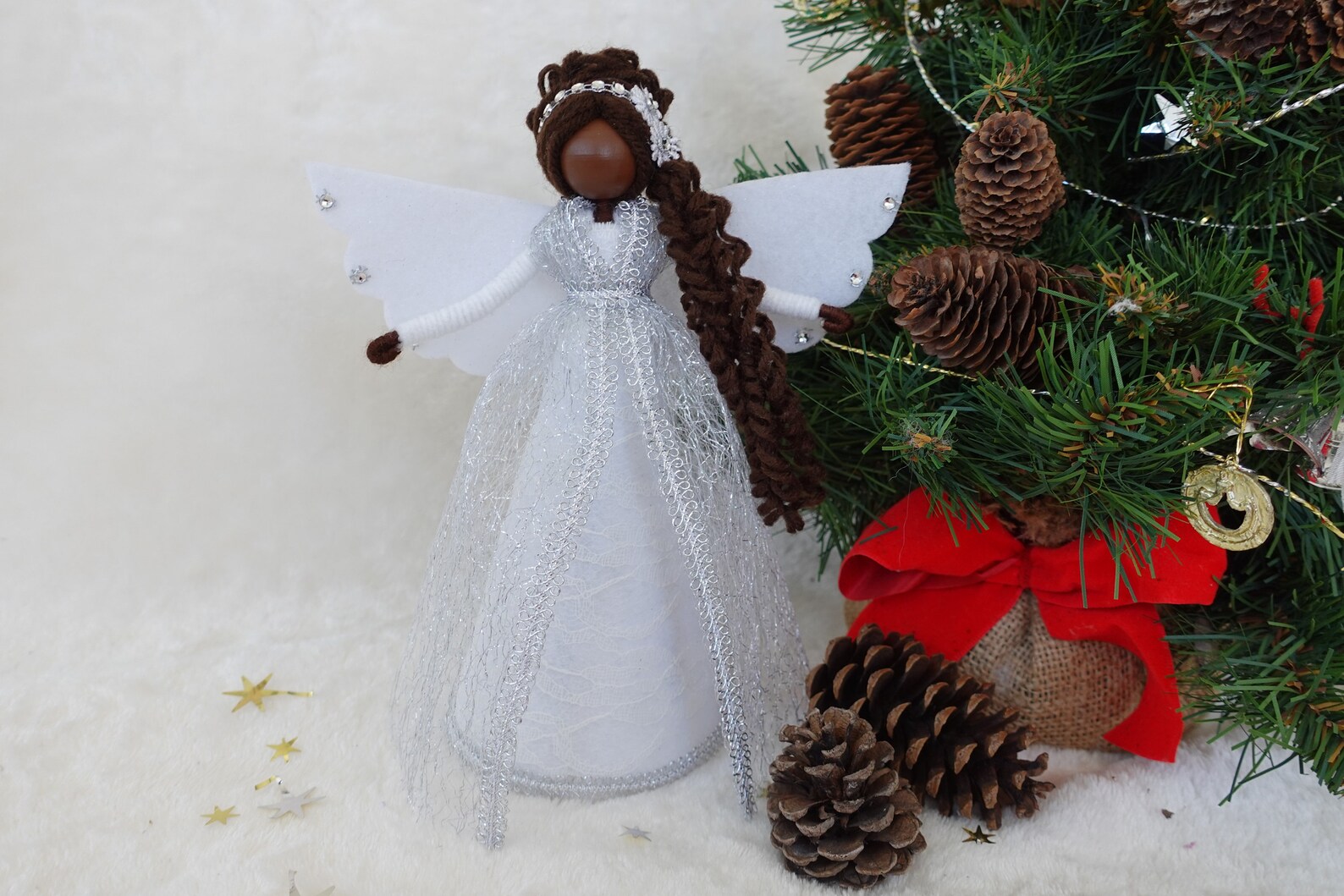 African Angel White Angel Tree Topper Silver Angel Doll - Etsy